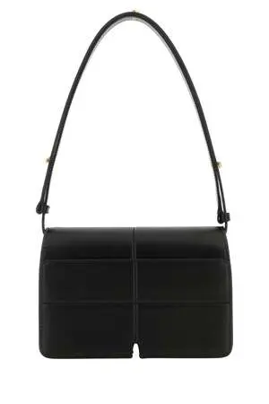 Burberry Leather Shoulder Bag With Embossed Logo - Black