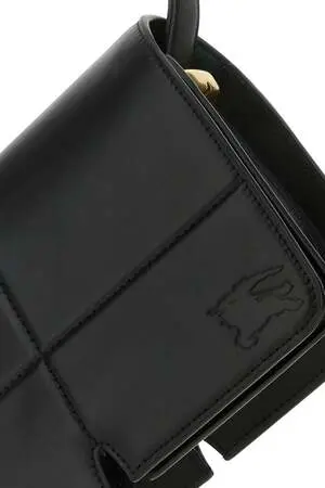 Burberry Leather Shoulder Bag With Embossed Logo - Black