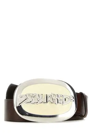 Dsquared2 Leather Belt With Logo Buckle - Brown