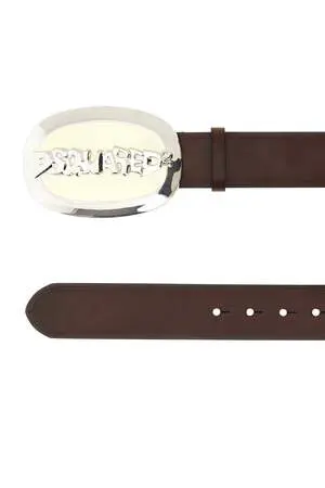 Dsquared2 Leather Belt With Logo Buckle