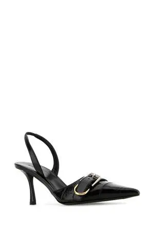 Givenchy Voyou Embossed Calf Leather Slingback Pumps With Buckle Detail
