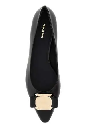 FERRAGAMO Leather Ballerinas With Vara Bow - Black