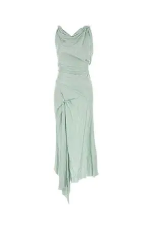 Victoria Beckham Sea Viscose Dress With Floral Embroidery And Knot Detail