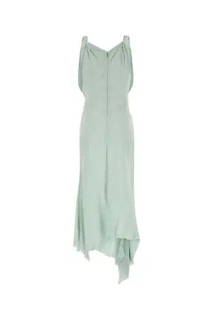 Victoria Beckham Sea Viscose Dress With Floral Embroidery And Knot Detail