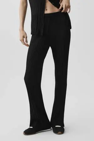 Alo Yoga Sweater High-waist Sunlit Straight Leg Pants Top - Black