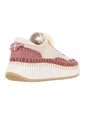 Chloé Nama Textured Platform Sneakers - Beige