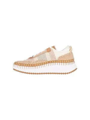 Chloé Nama Textured Platform Sneakers - Brown