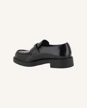 Prada Leather Loafers With Platform Sole And Logo Plaque