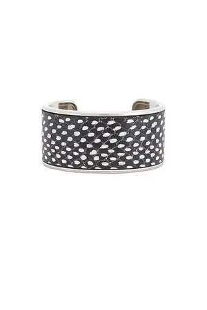 Dries Van Noten Snake-embossed Leather Cuff Bracelet - Black