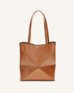 Loewe Puzzle Fold Tote Bag In Smooth Leather - Brown