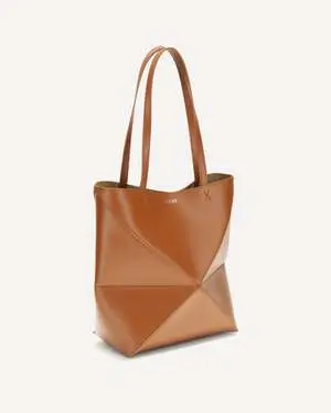 Loewe Puzzle Fold Tote Bag In Smooth Leather - Brown