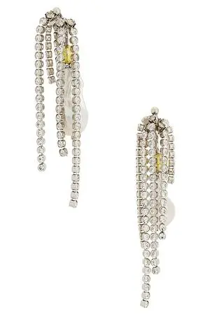 Dries Van Noten Crystal And Pearl Embellished Hoop Earrings - Silver