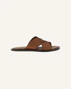 Loewe Flex Cross Leather Slide Sandals