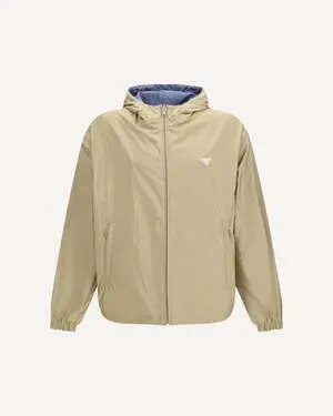 Prada Reversible Re-nylon Down Jacket With Hood - Beige