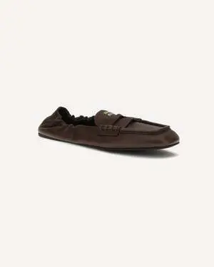 Miu Miu Ruched Nappa Leather Loafers - Brown