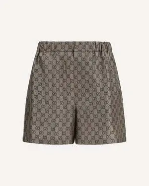 Gucci Printed Silk Twill Shorts - Beige
