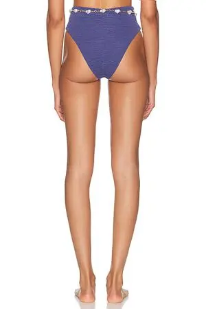 LA PORTE Shannon Bikini Bottom With Removable Faux Pearl Belt - Deep Cobalt