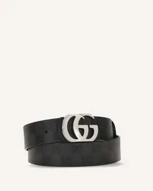 Gucci Reversible Cut Gg Marmont Belt - Black
