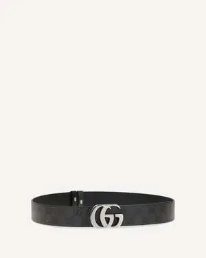 Gucci Reversible Cut Gg Marmont Belt - Black