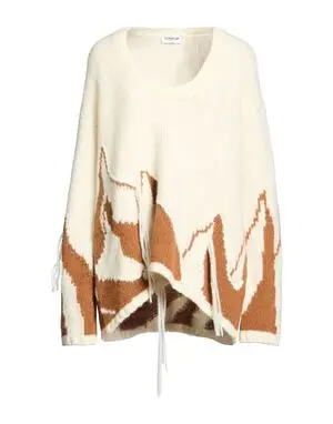 DONDUP Alpaca Wool Blend Sweater With Fringes And Two-tone Design