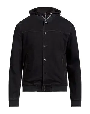 MOORER Denim Bomber Jacket With Detachable Hood - Black