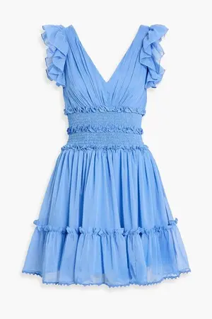 PatBO Candy Ruffled Crepon Mini Dress