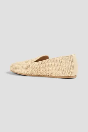 STUART WEITZMAN Faux Raffia Loafers With Leather Trims
