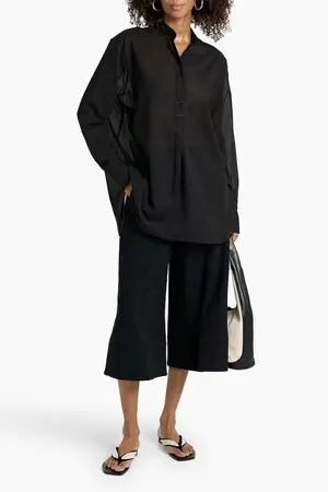 TOTEME Cotton Voile Shirt With Tasseled Details - Black