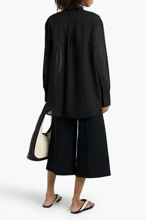 TOTEME Cotton Voile Shirt With Tasseled Details - Black