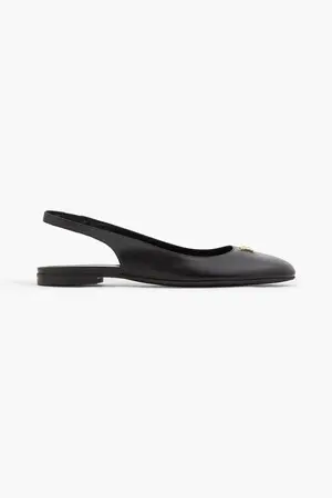 Bally Embellished Leather Slingback Flats - Black