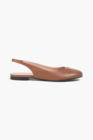 Bally Embellished Leather Slingback Flats - Light Brown