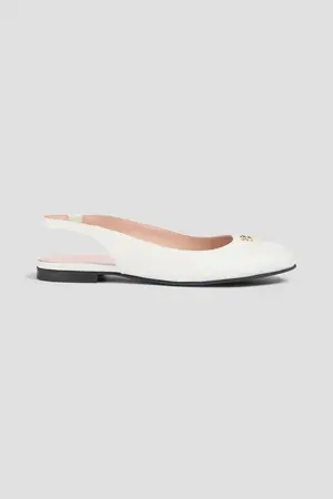 Bally Embellished Leather Slingback Flats - Off-white