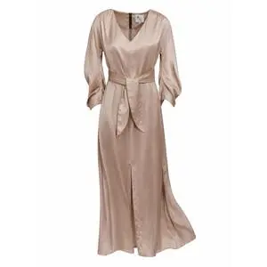 JULIA ALLERT Julia Allert Satin V-Neck Ankle-Length Dress With Belt