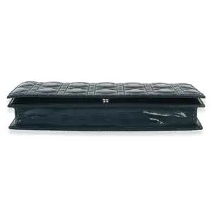 Dior Patent Cannage Lady Clutch With Chain - Blue