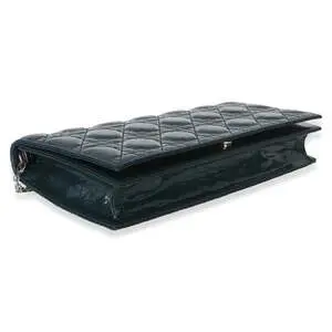 Dior Patent Cannage Lady Clutch With Chain - Blue