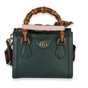 Gucci Gucci Dark Textured Dollar Calfskin Mini Diana Bamboo Top Handle Bag Green
