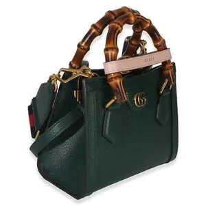 Gucci Dark Textured Dollar Calfskin Diana Bamboo Top Handle Bag