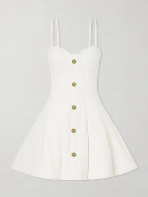 Balmain Quilted Denim Bustier Mini Dress