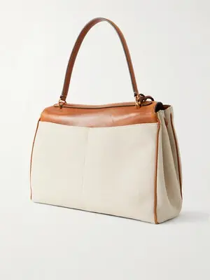 Balenciaga Rodeo Leather-trimmed Canvas Shoulder Bag - Neutrals