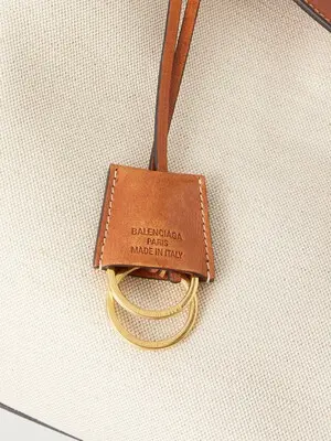 Balenciaga Rodeo Leather-trimmed Canvas Shoulder Bag - Neutrals
