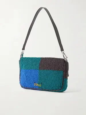 Staud Timmy Beaded Leather Shoulder Bag