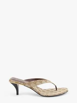 Gucci Vittoria Gg Fabric Flip Flops - Beige