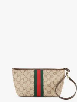 Gucci Gg Fabric Clutch With Nastro Web Detail