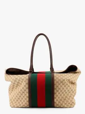 Gucci Gg Fabric Travel Bag With Web Detail - Beige