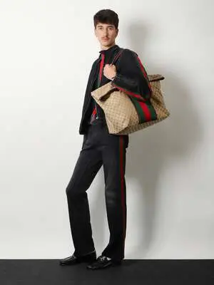 Gucci Gg Fabric Travel Bag With Web Detail