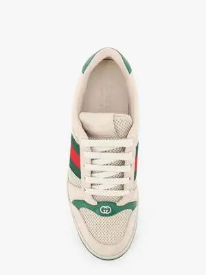 Gucci Screener Mesh And Leather Sneakers With Nastro Web