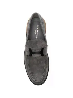 JOHN HARRISON Logo Plaque Suede Loafers