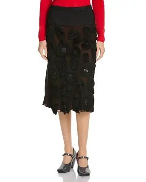 Marni Floral Pattern Midi Skirt - Black