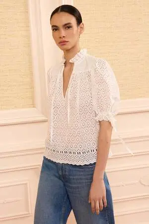 Ulla Johnson Alouette Cotton Broderie Anglaise Top - Pristine