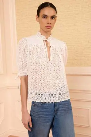 Ulla Johnson Alouette Cotton Broderie Anglaise Top - Pristine